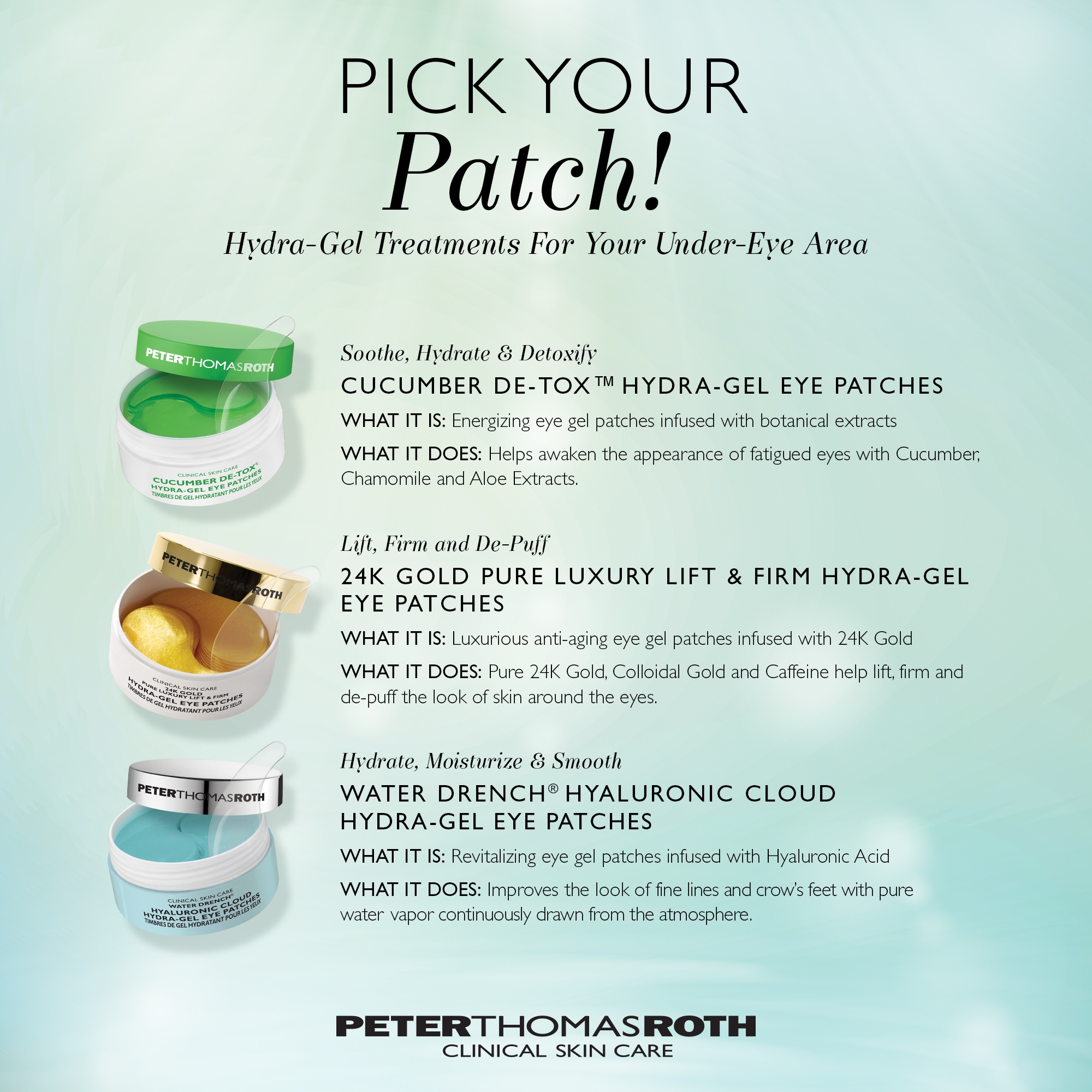 Cucumber De-Tox™ Hydra-Gel Eye Patches - Peter Thomas Roth | Sephora