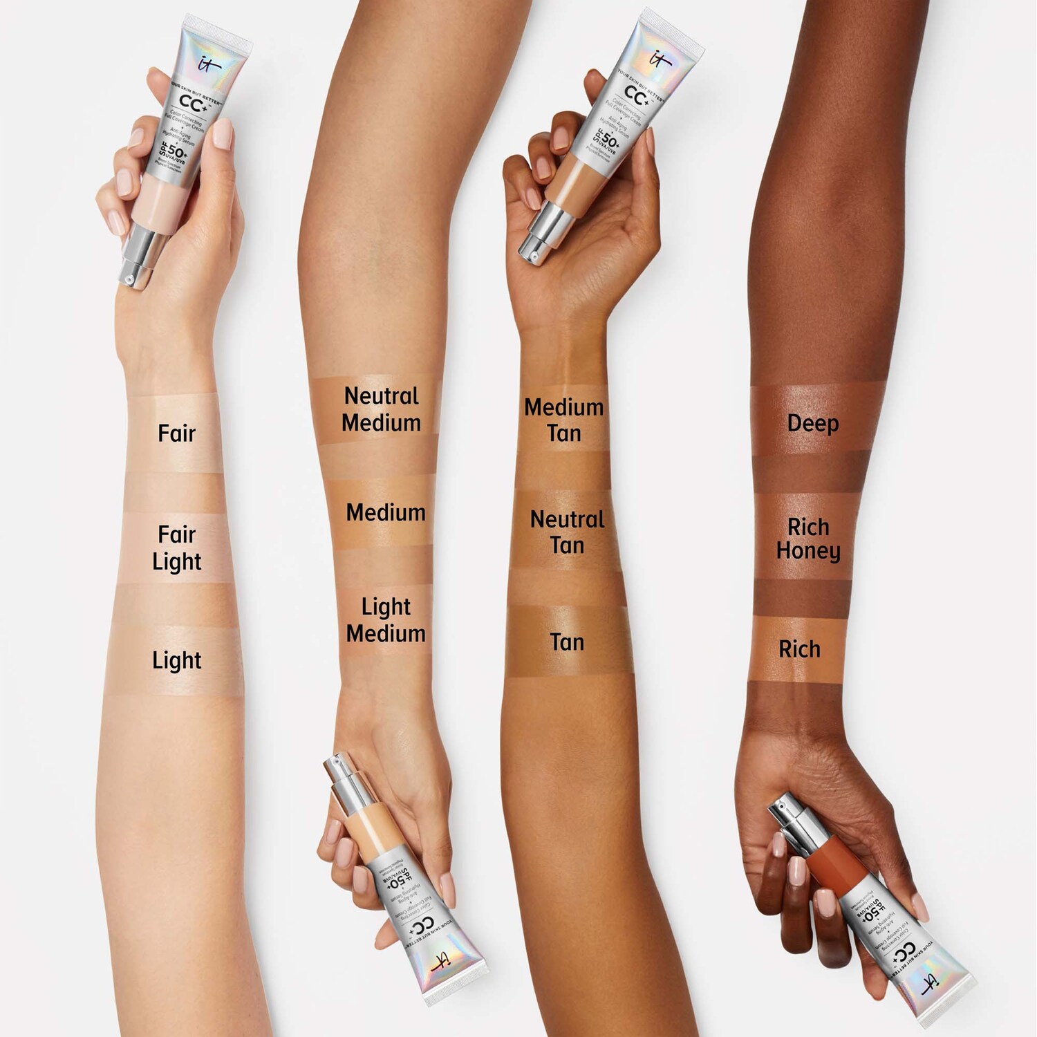 IT Cosmetics CC+ Cream Full Coverage Color Correcting Foundation with ...