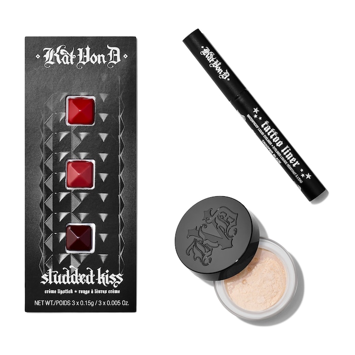 BIRTHDAY GIFT KVD BEAUTY TATTOO LINER, SETTING POWDER, AND LIPSTICK SET ...