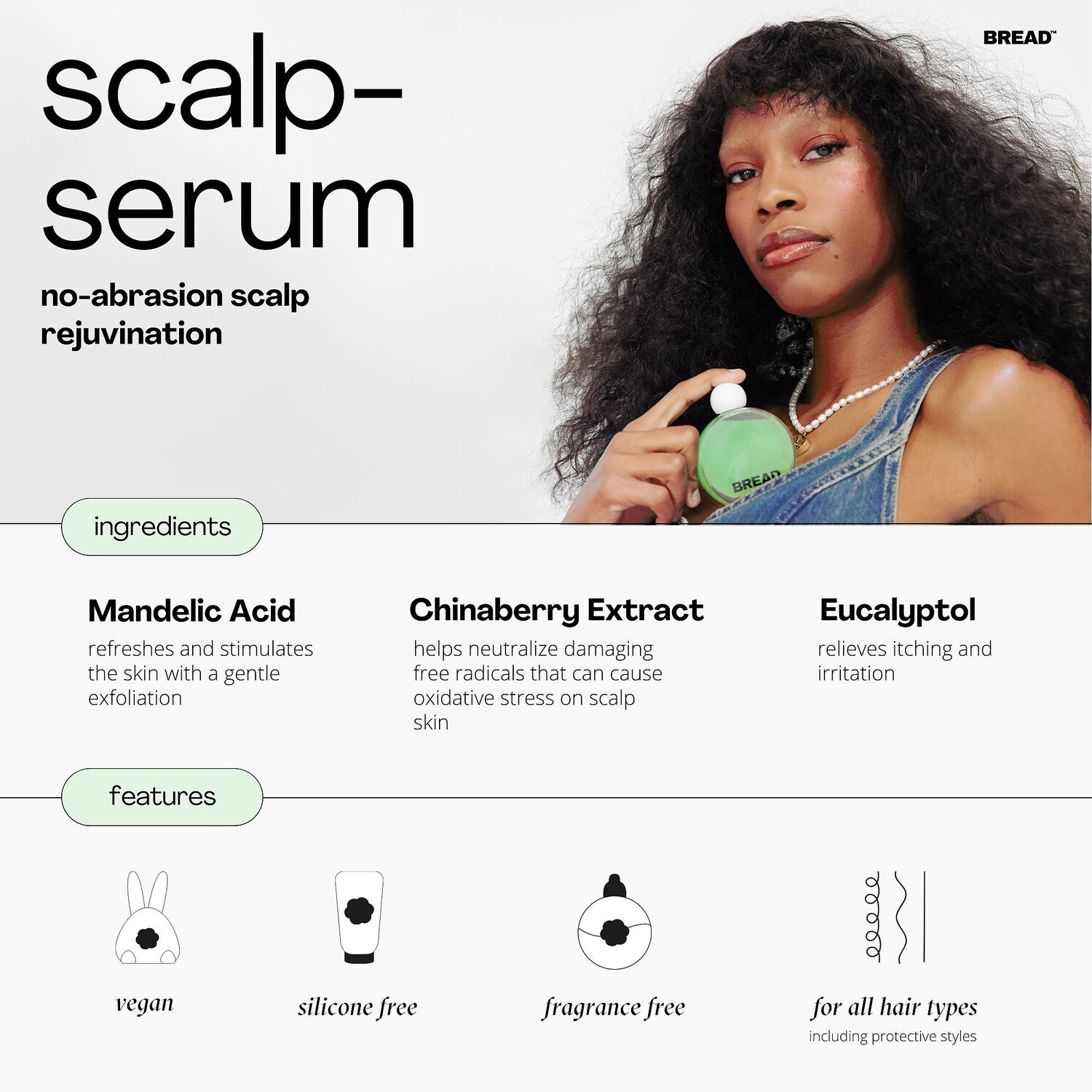 BREAD BEAUTY SUPPLY Scalp-Serum: Cooling Greens Exfoliating Scalp ...