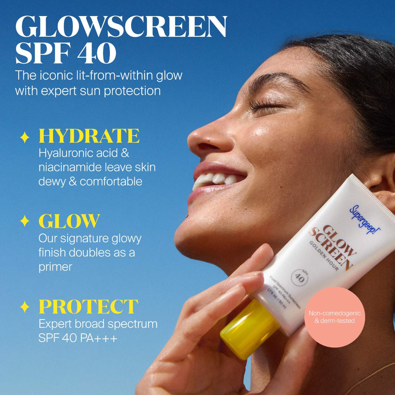 Supergoop! Glowscreen SPF 40 Sunscreen with Hyaluronic Acid ...