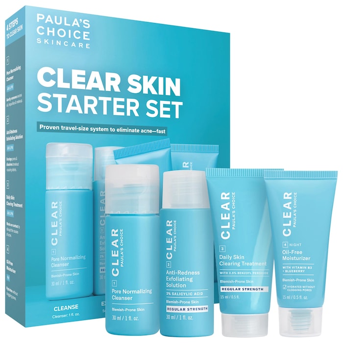 Mini CLEAR Skin Starter Set with Salicylic Acid and Benzoyl Peroxide ...