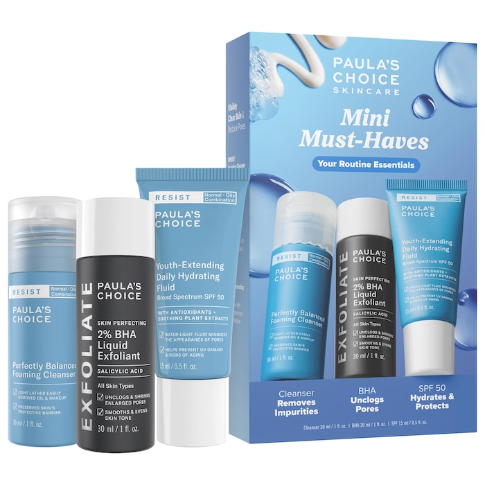 Mini Must-Haves with 2% BHA Exfoliating Toner, Foaming Cleanser, & SPF ...