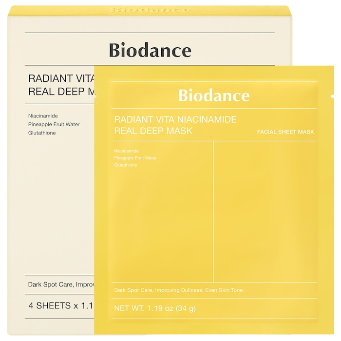 Radiant Vita Niacinamide Real Deep Mask – 4 Pack for Brightening Dull ...
