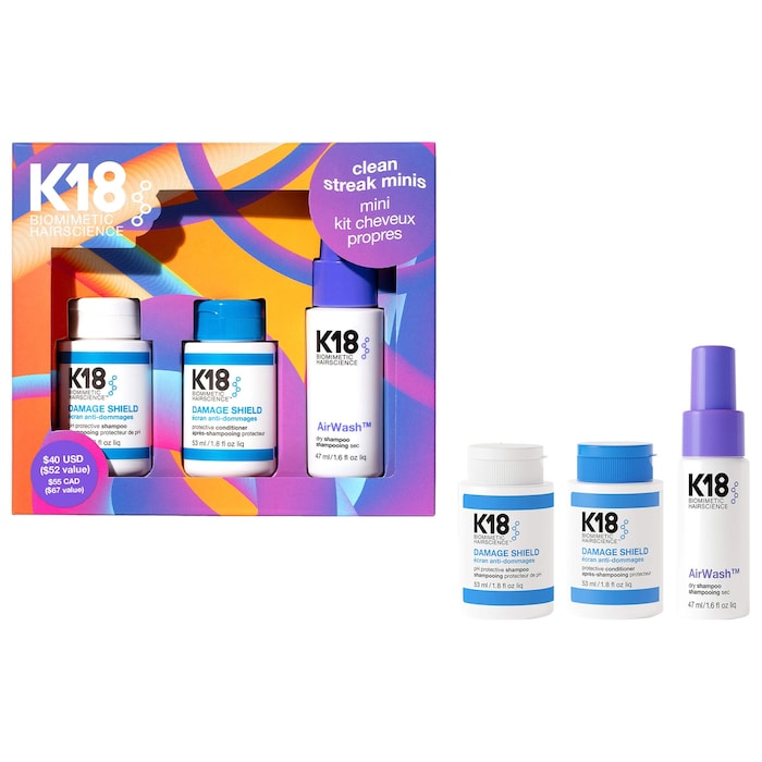 Clean Streak Minis Hair Gift Set - K18 Biomimetic Hairscience | Sephora